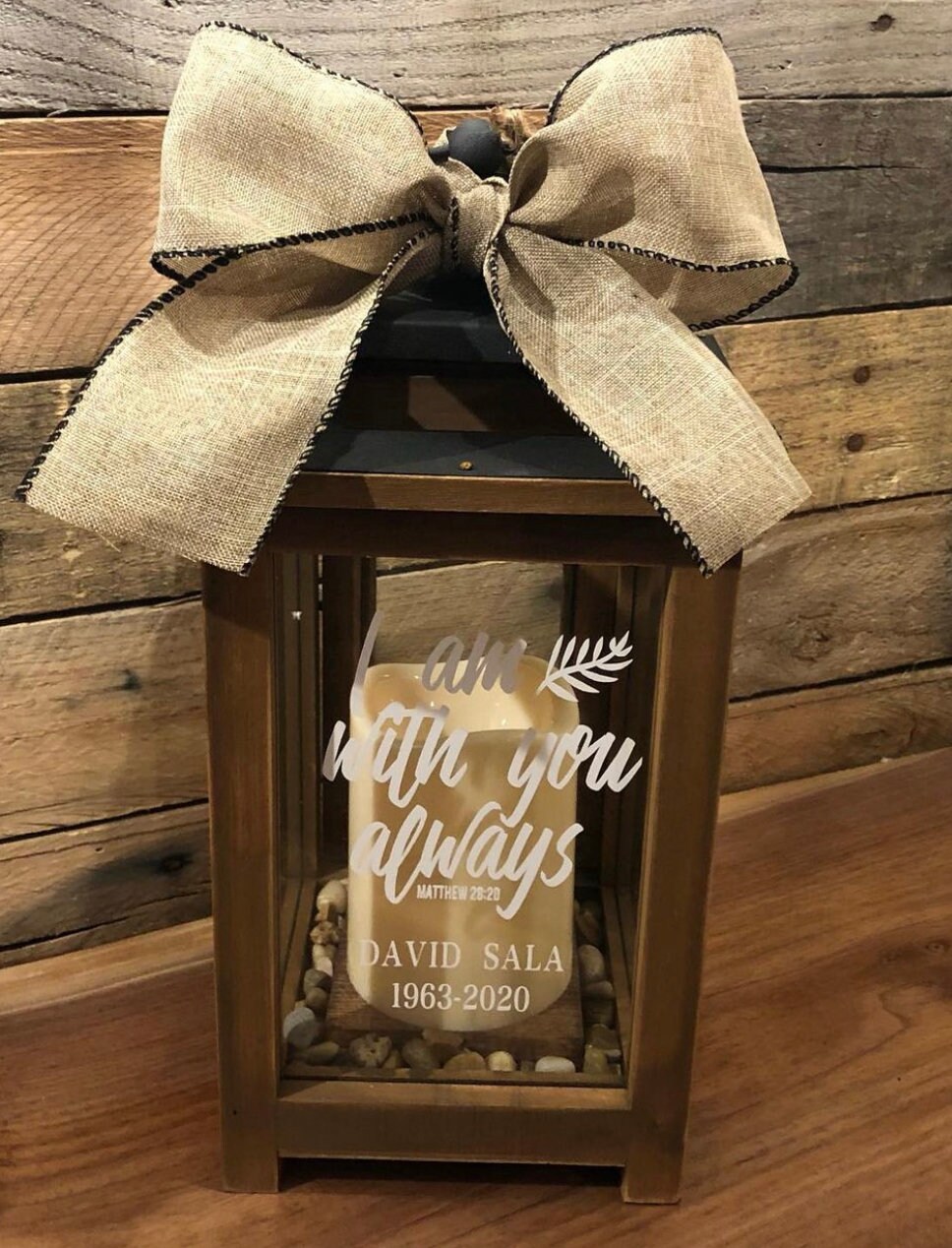 Custom Memorial Lantern With Glowing Candle - Etsy