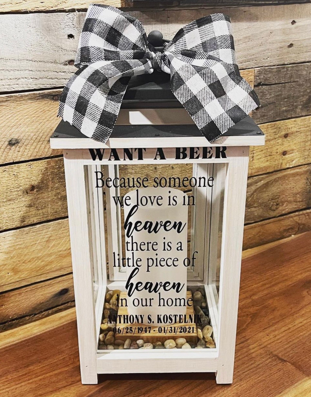 Custom Memorial Lantern With Glowing Candle - Etsy
