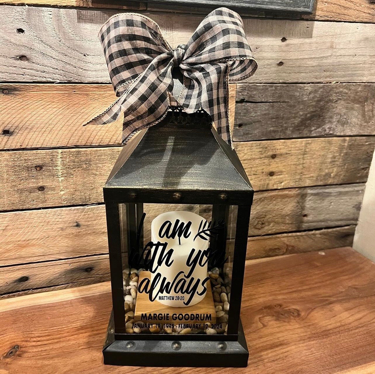 Custom Memorial Lantern With Glowing Candle - Etsy
