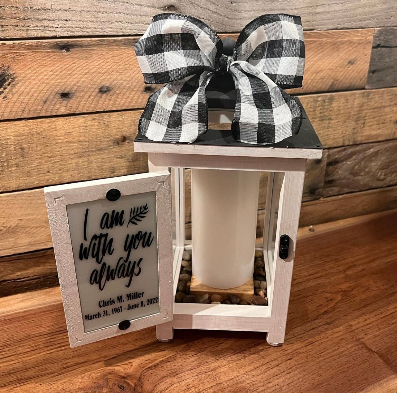 Custom Memorial Lantern With Glowing Candle - Etsy