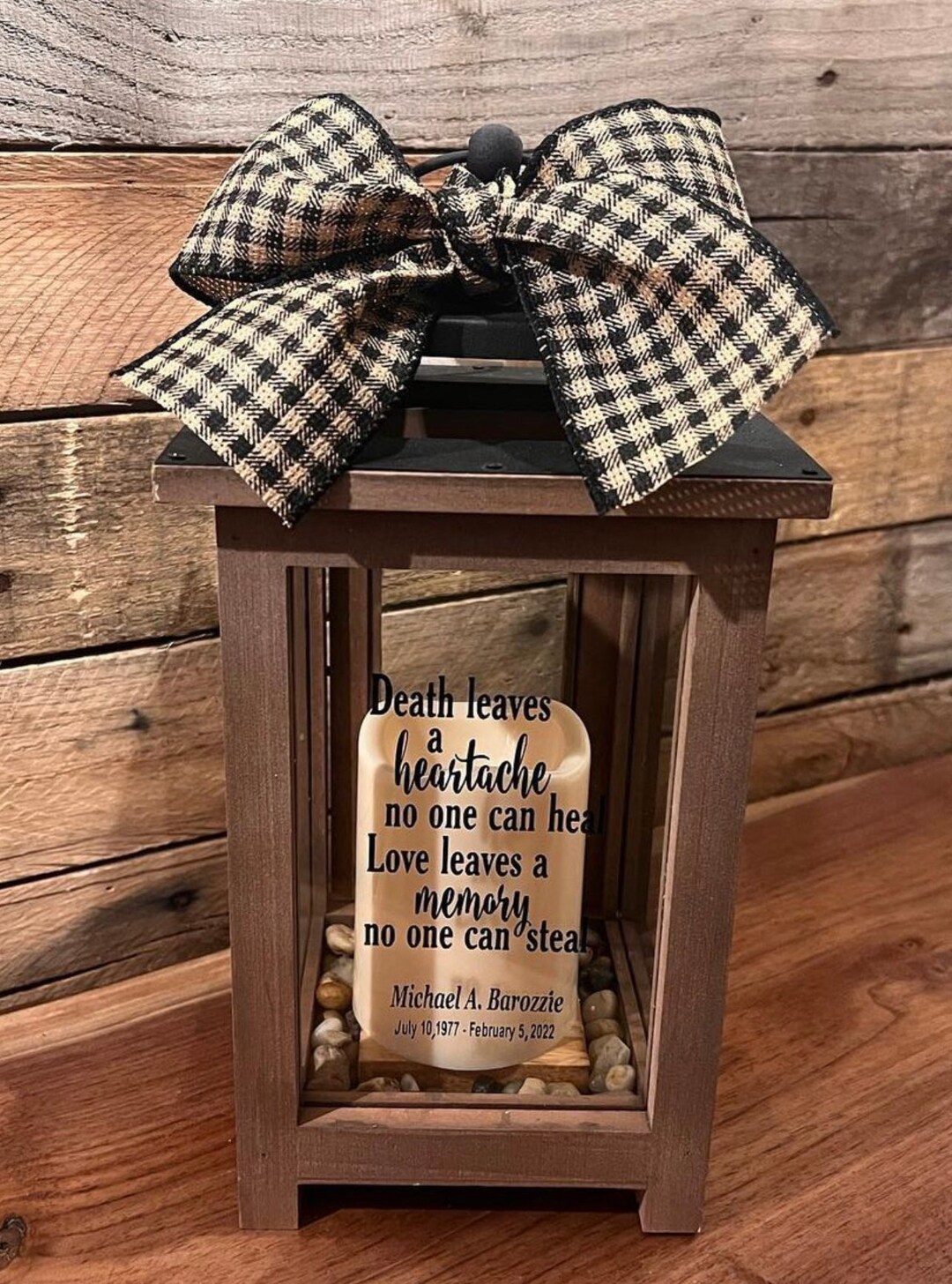 Custom Memorial Lantern With Glowing Candle - Etsy