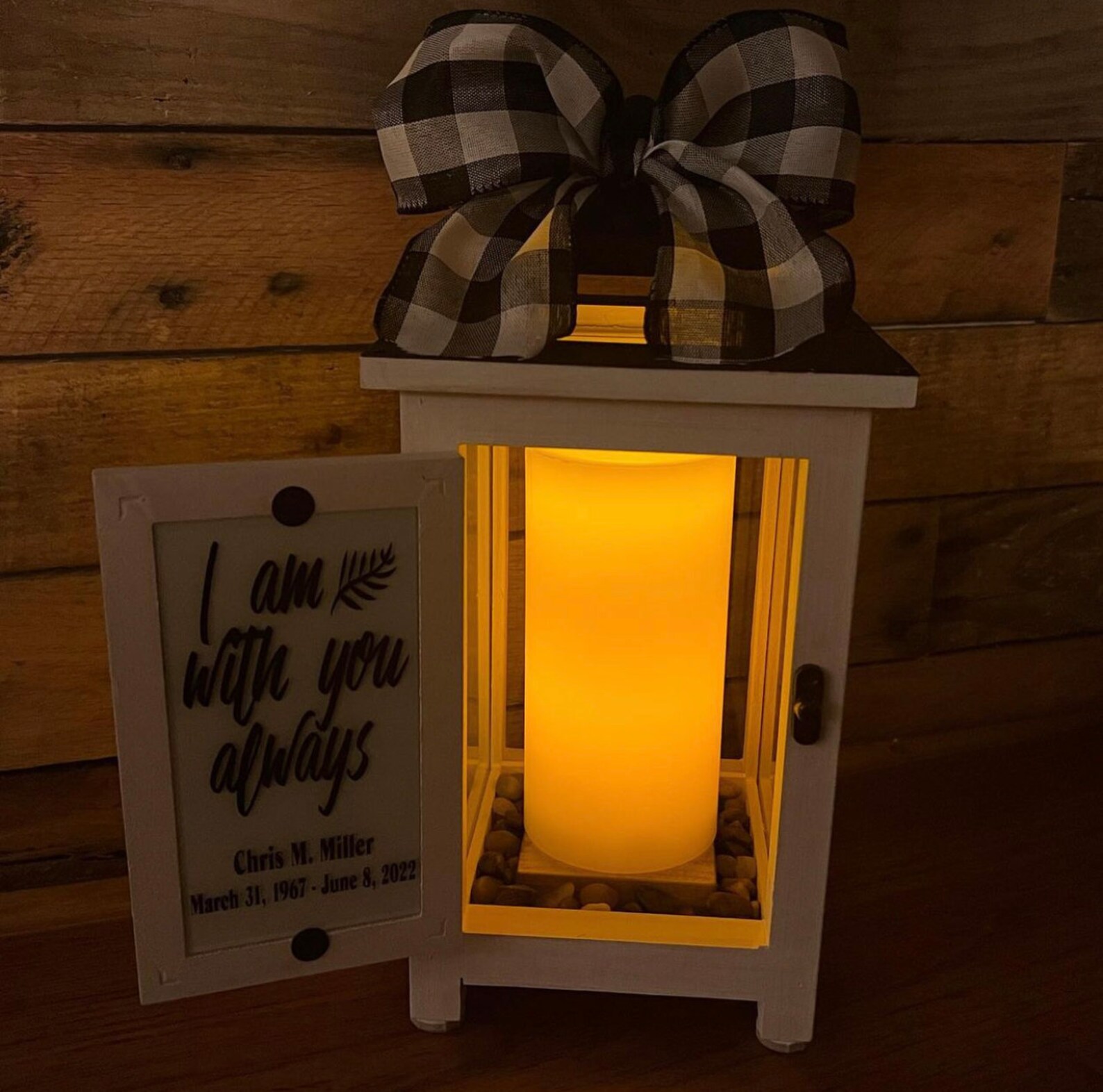 Custom Memorial Lantern With Glowing Candle - Etsy