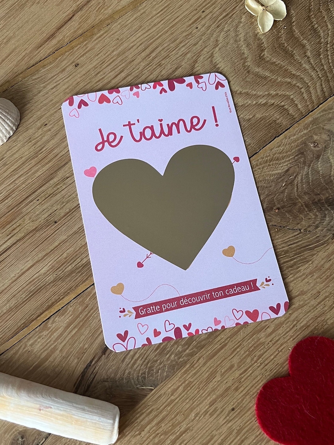 Carte cadeau à gratter personnalisée joyeuse saint valentin, je taime ...