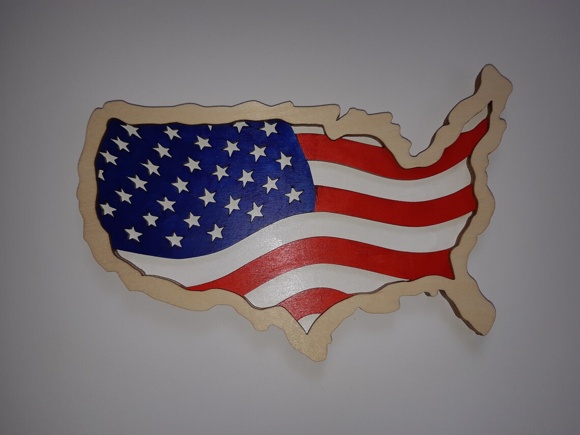 USA Flag Laser Cut American Flag Laser File Laser SVG Pattern Digital ...