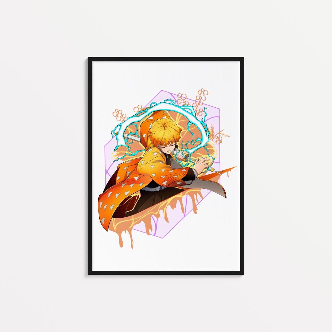 Zenitsu Agatsuma Poster, Anime Poster, Kimetsu No Yaiba Print, Manga ...