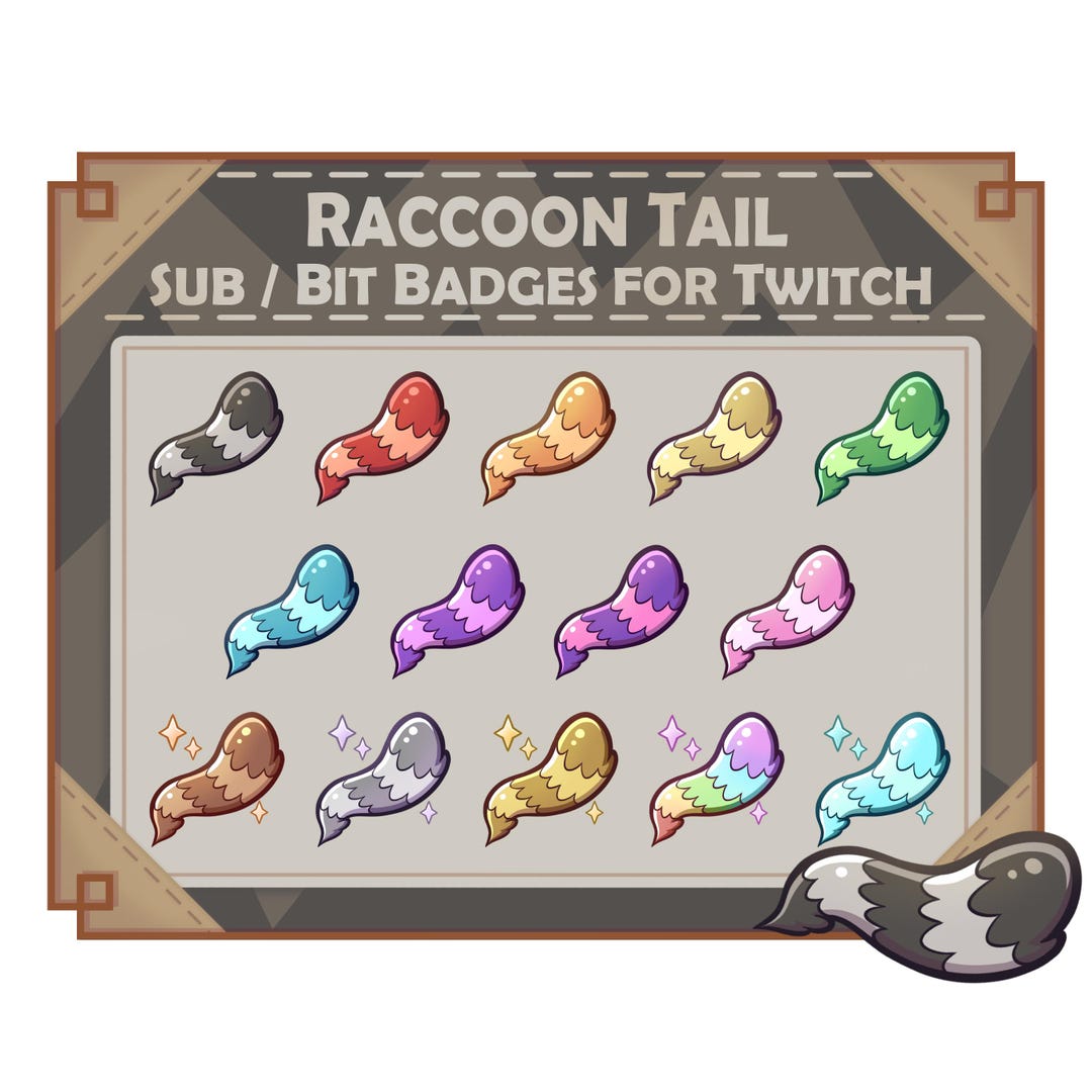 Raccoon Tails Twitch Sub / Bit Badges - Trash Panda Animal Tail Tailed ...