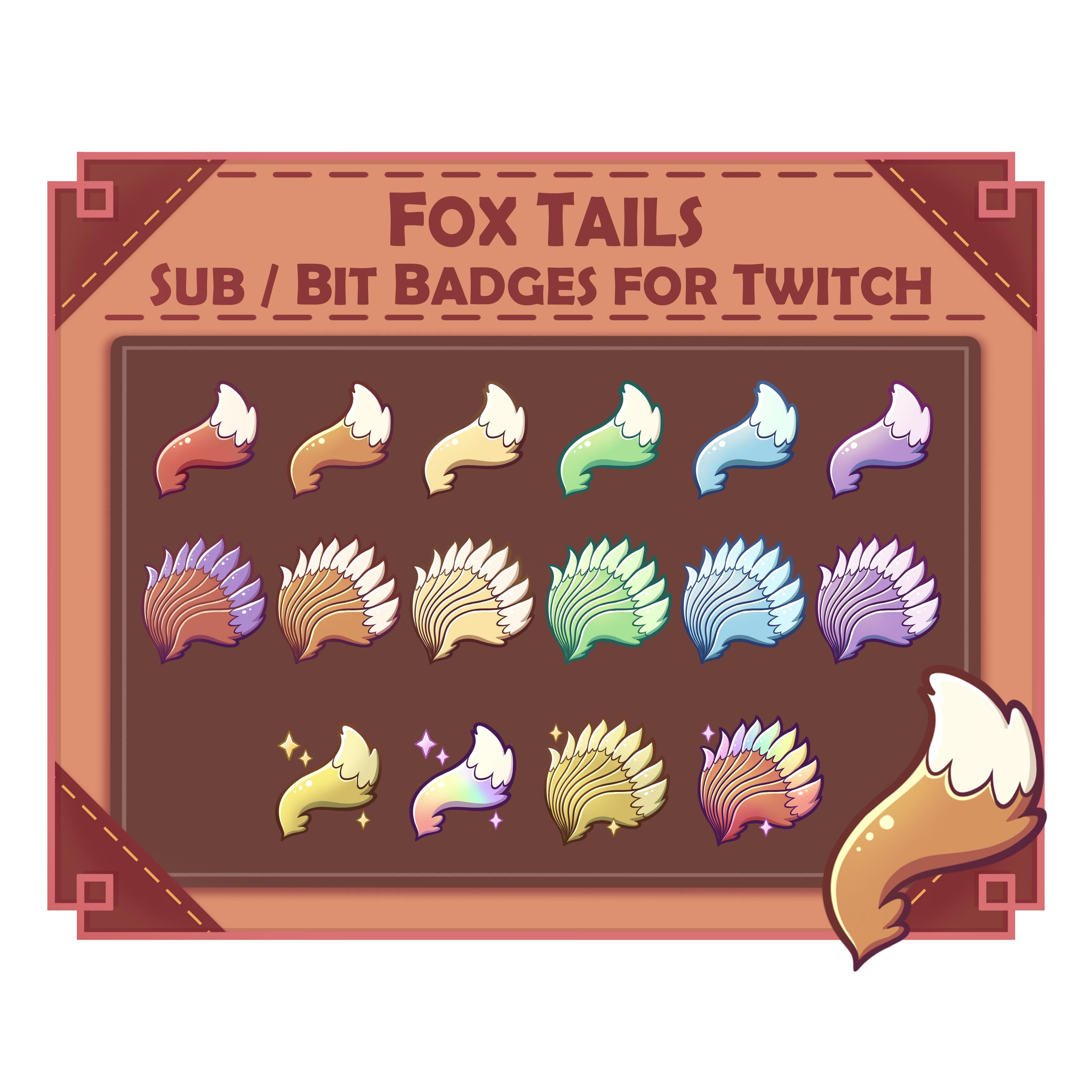 Fox Tails Twitch Sub / Bit Badges - Animal Tail Nine Tailed Autumn Cat ...
