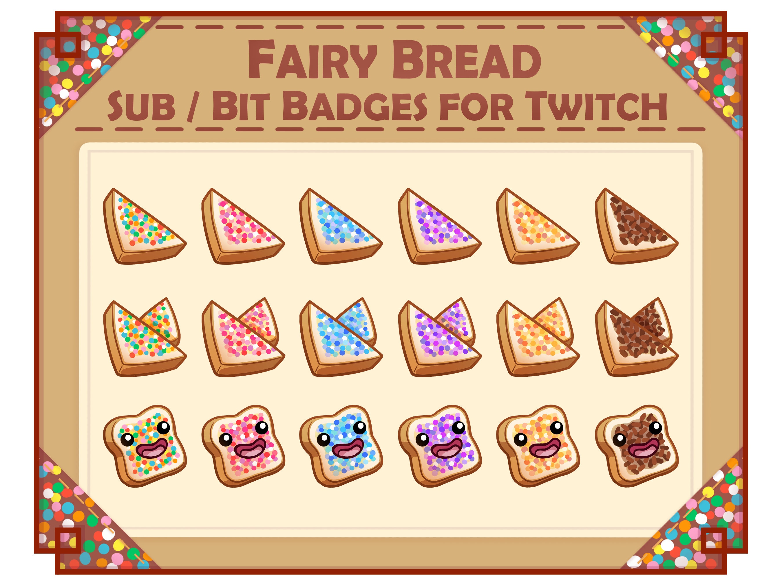 Fairy Bread Sub / Bit Badges for Twitch - Cute Aussie Food Australian ...