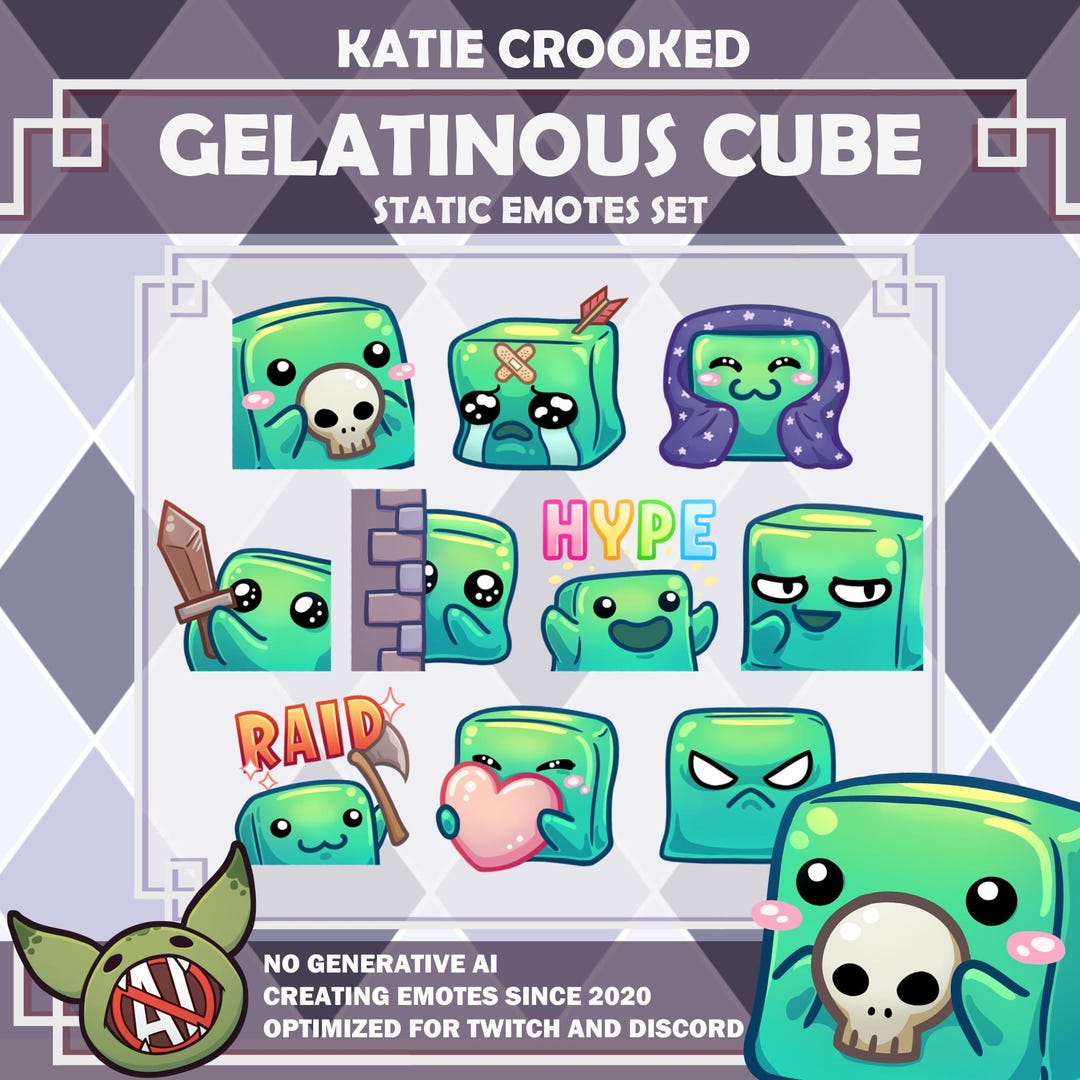 Cute D&D Slime Gelatinous Cube Emotes Pack for Twitch / Discord - 10 ...