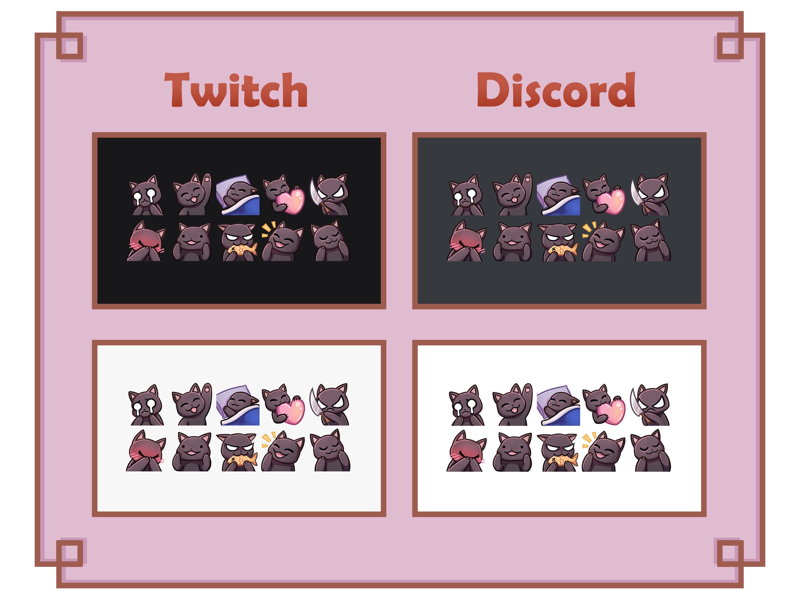 Cute Black Cat Emotes Pack – Twitch/discord 10 Emote Set - Etsy