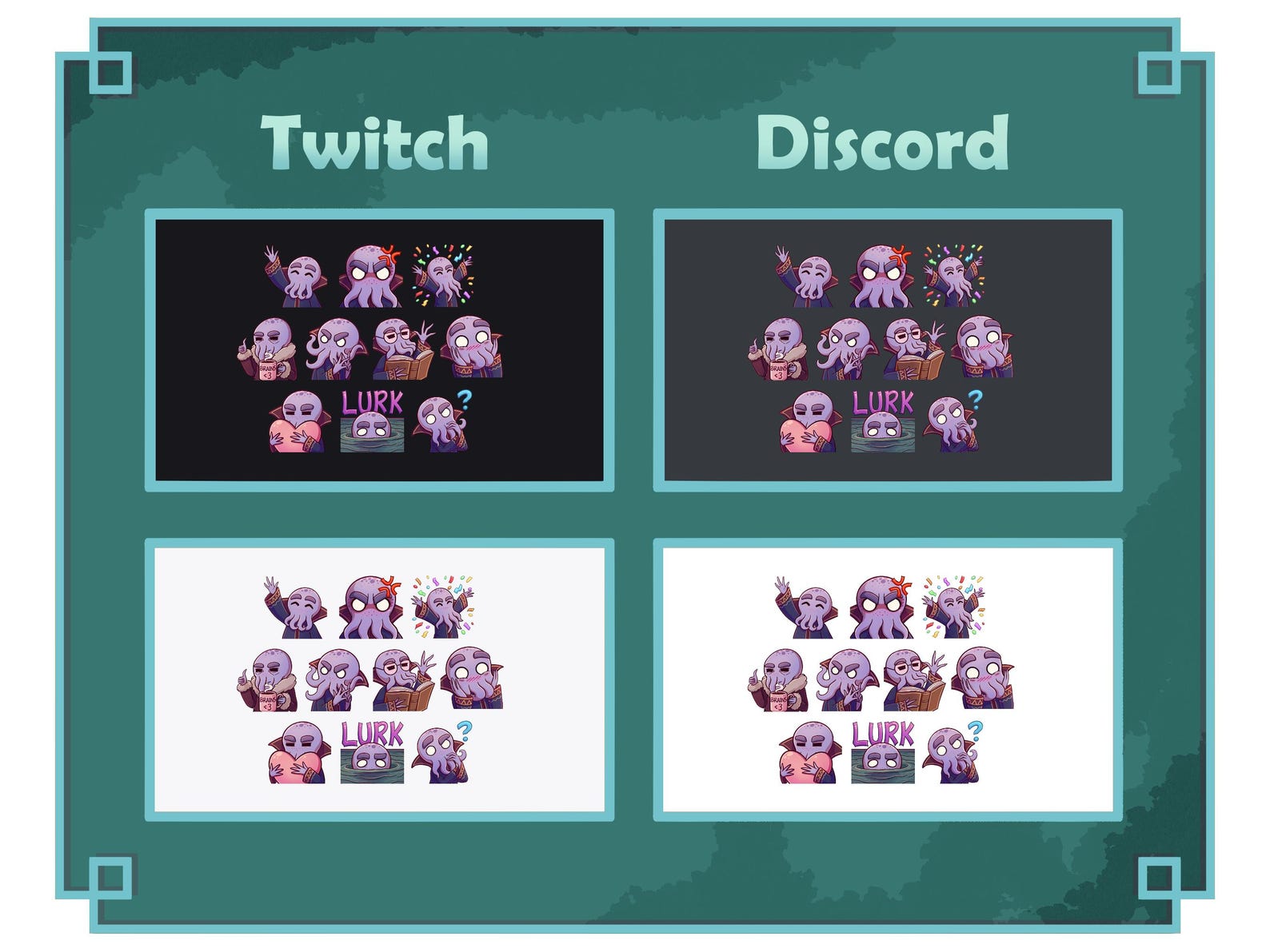 Cute D&D Mindflayer Emotes Pack for Twitch / Discord - 10 Emote Set ...