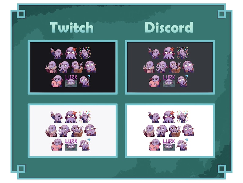 Cute D&D Mindflayer Emotes Pack for Twitch / Discord - 10 Emote Set ...