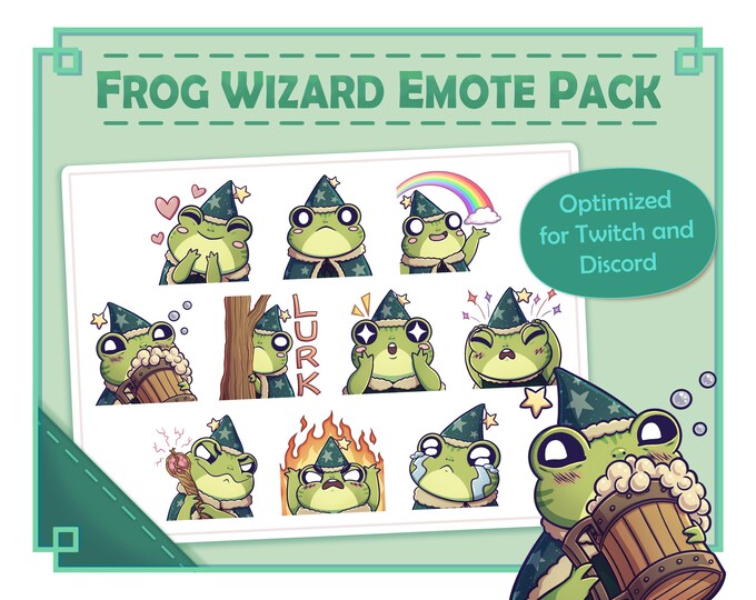 Cute D&D Inspired Frog Wizard Emotes Pack for Twitch / Discord - 10 ...