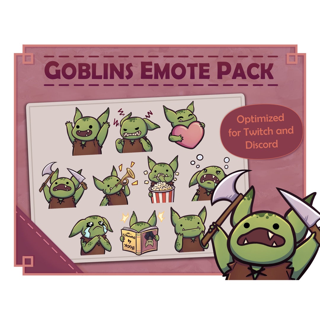Cute D&D Goblin Emotes Pack for Twitch / Discord 10 Emote Set Dungeons ...
