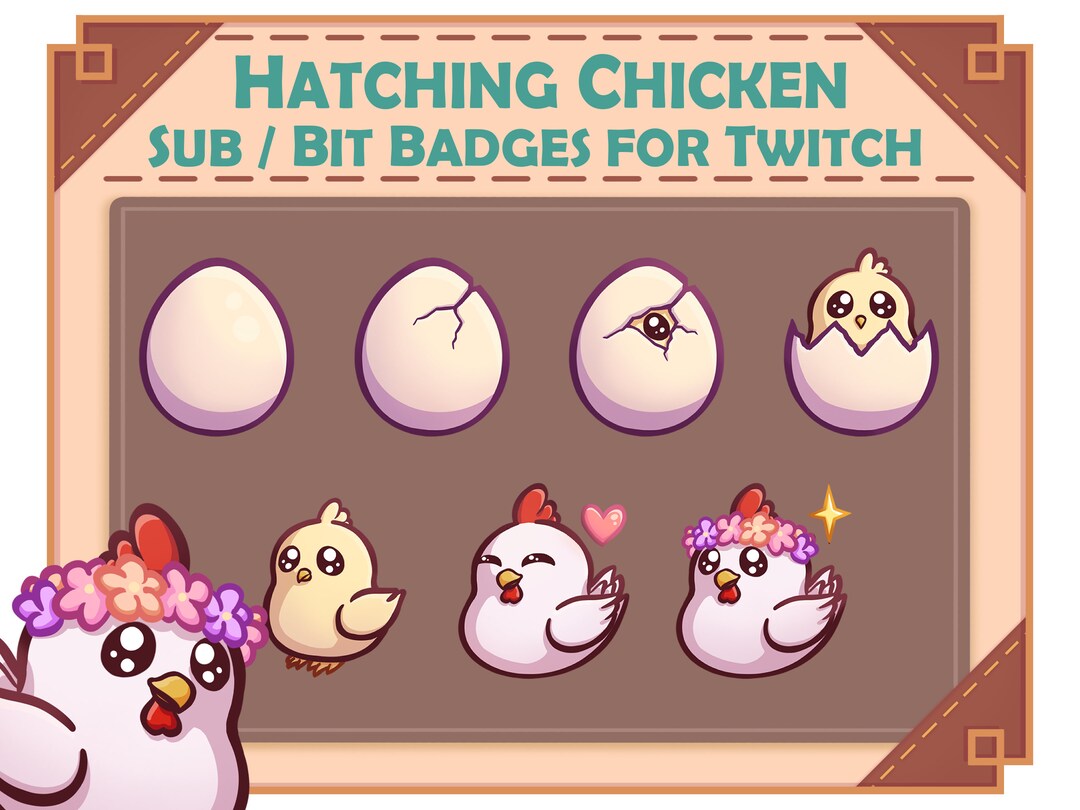 Hatching Chicken Egg Sub / Bit Badges for Twitch - Cute Transforming ...