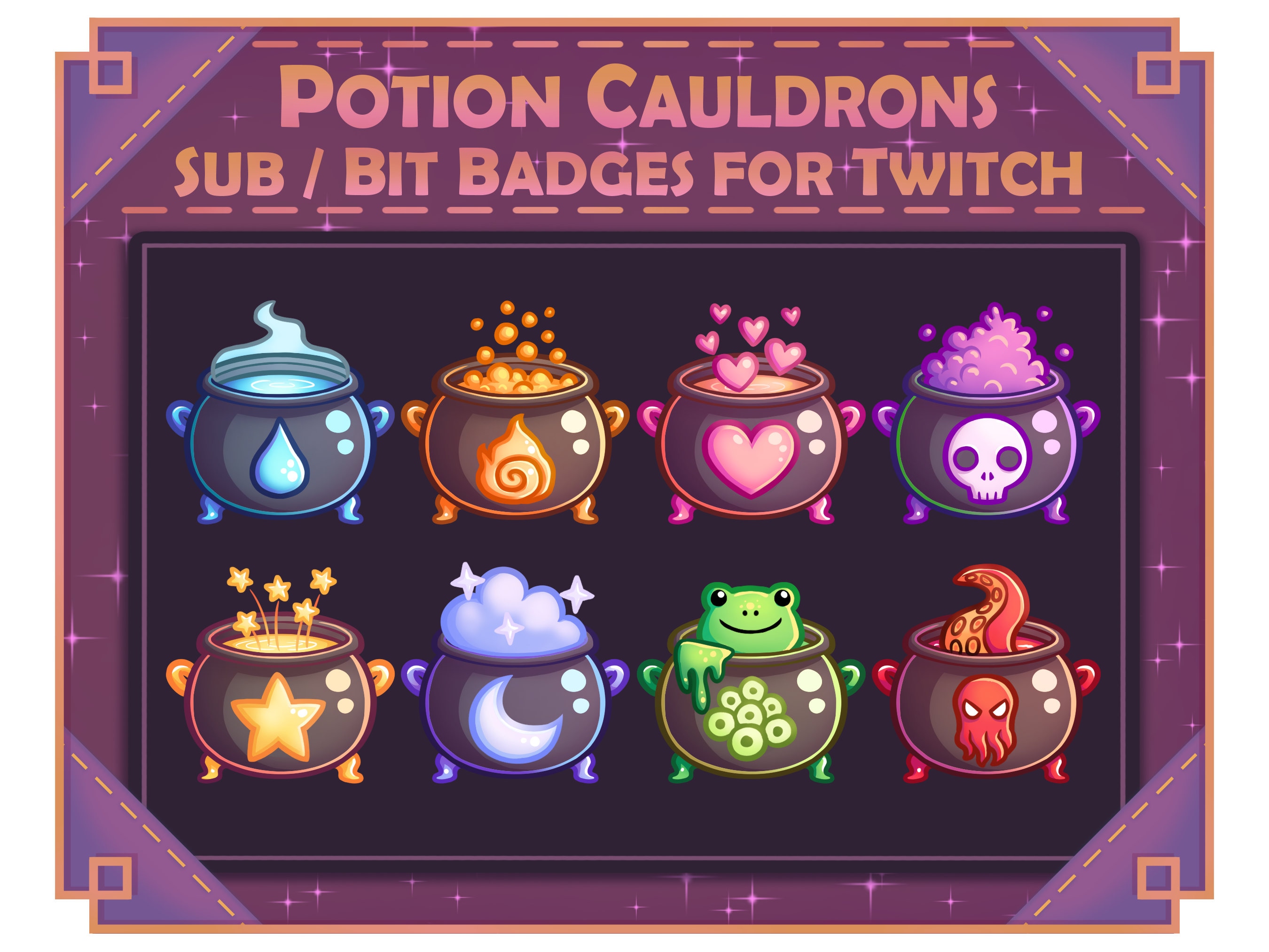 Potion Cauldron Sub / Bit Badges for Twitch Witch Brew Witchy Magic Pot ...