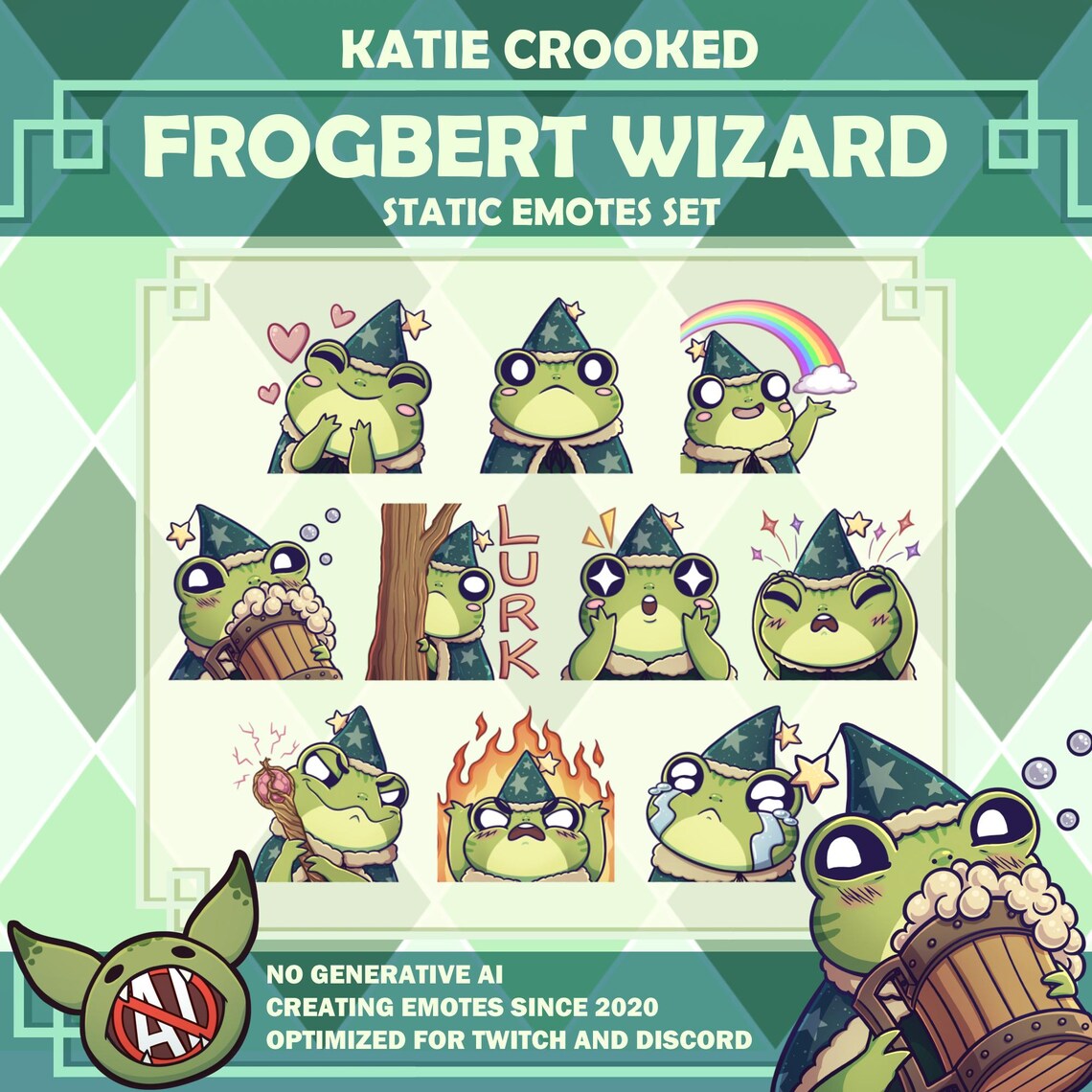Cute D&D Inspired Frog Wizard Emotes Pack for Twitch / Discord - 10 ...