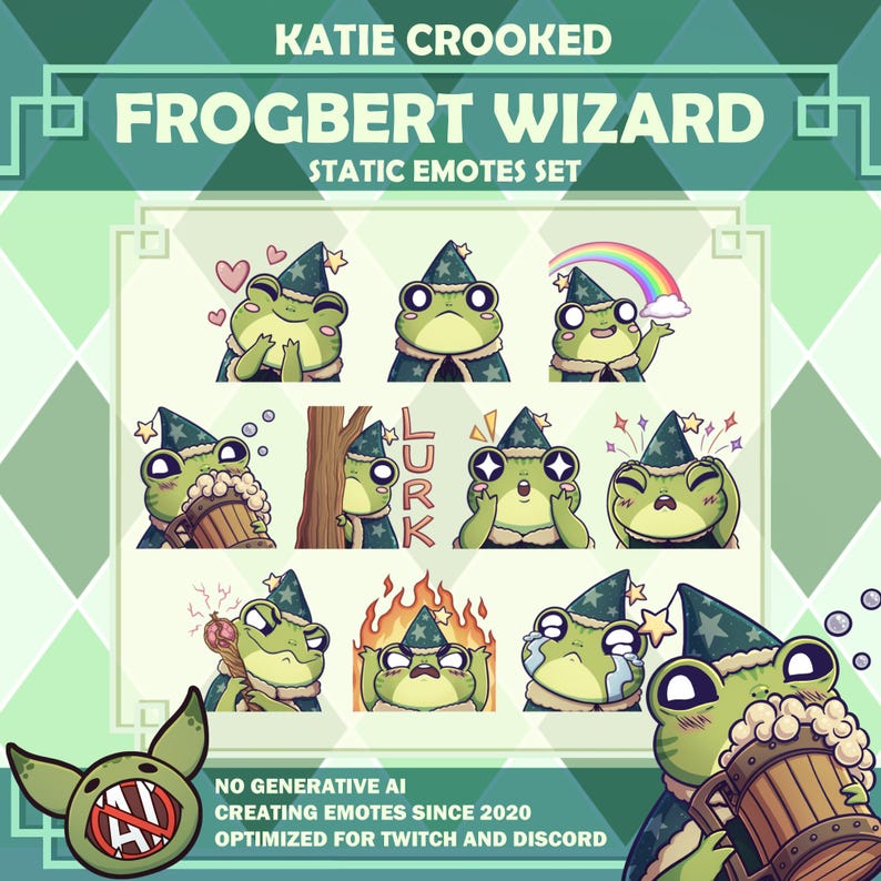 Cute D&D Inspired Frog Wizard Emotes Pack for Twitch / Discord - 10 ...