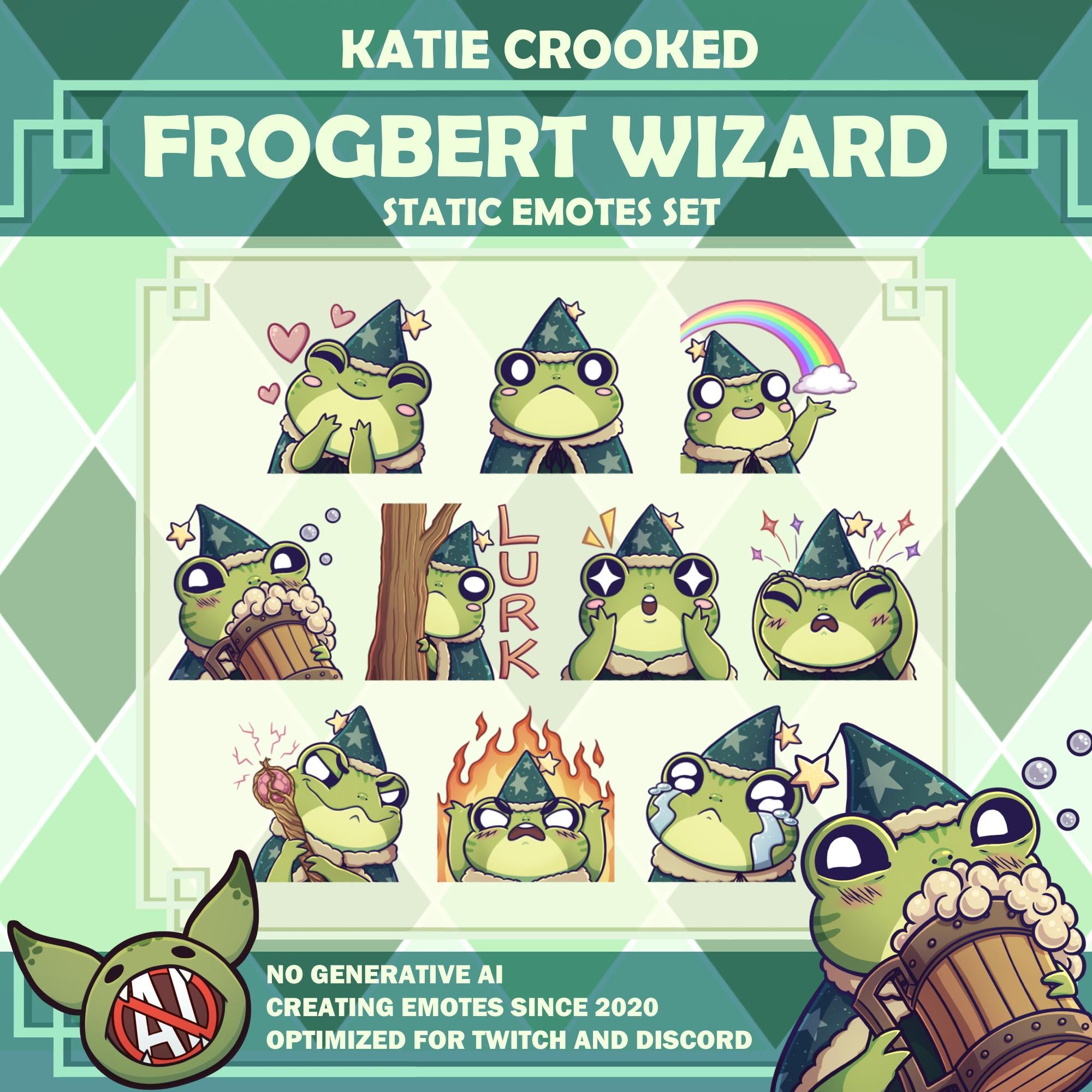 Cute D&D Inspired Frog Wizard Emotes Pack for Twitch / Discord - 10 ...