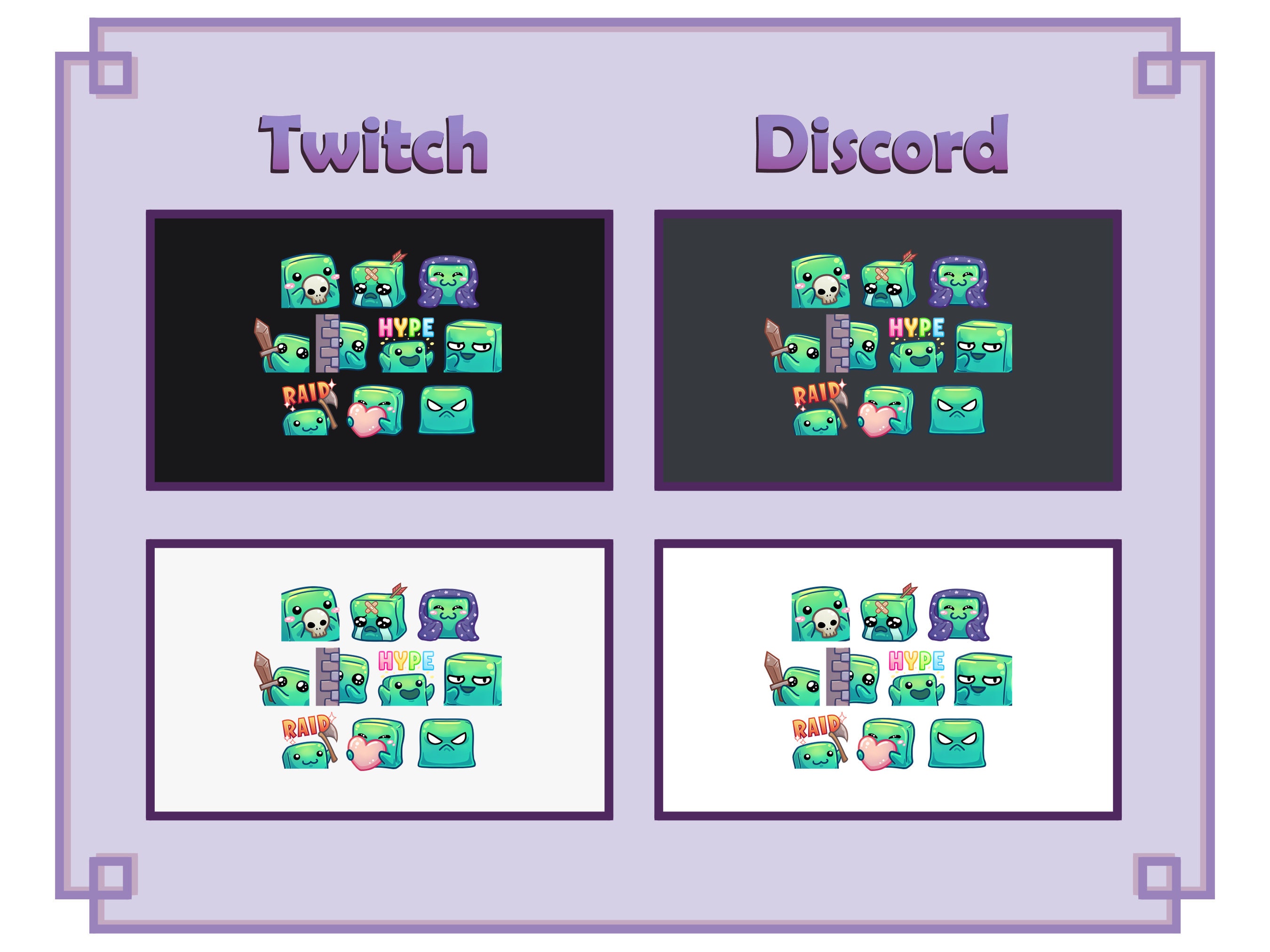 Cute D&D Slime Gelatinous Cube Emotes Pack for Twitch / Discord - 10 ...