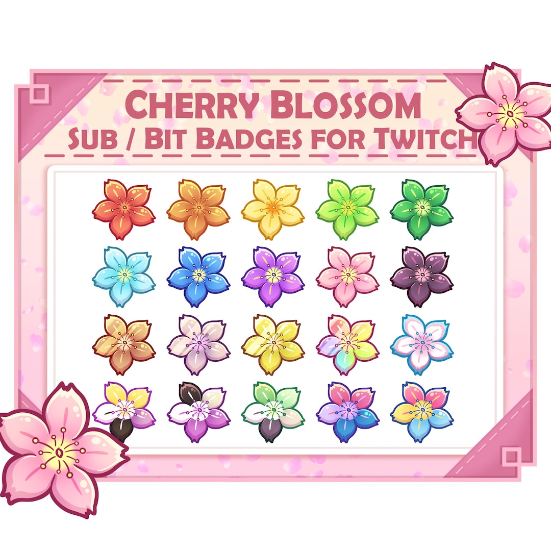 Sakura Cherry Blossom Sub / Bit Badges for Twitch LGBTQ Pride Rainbow ...