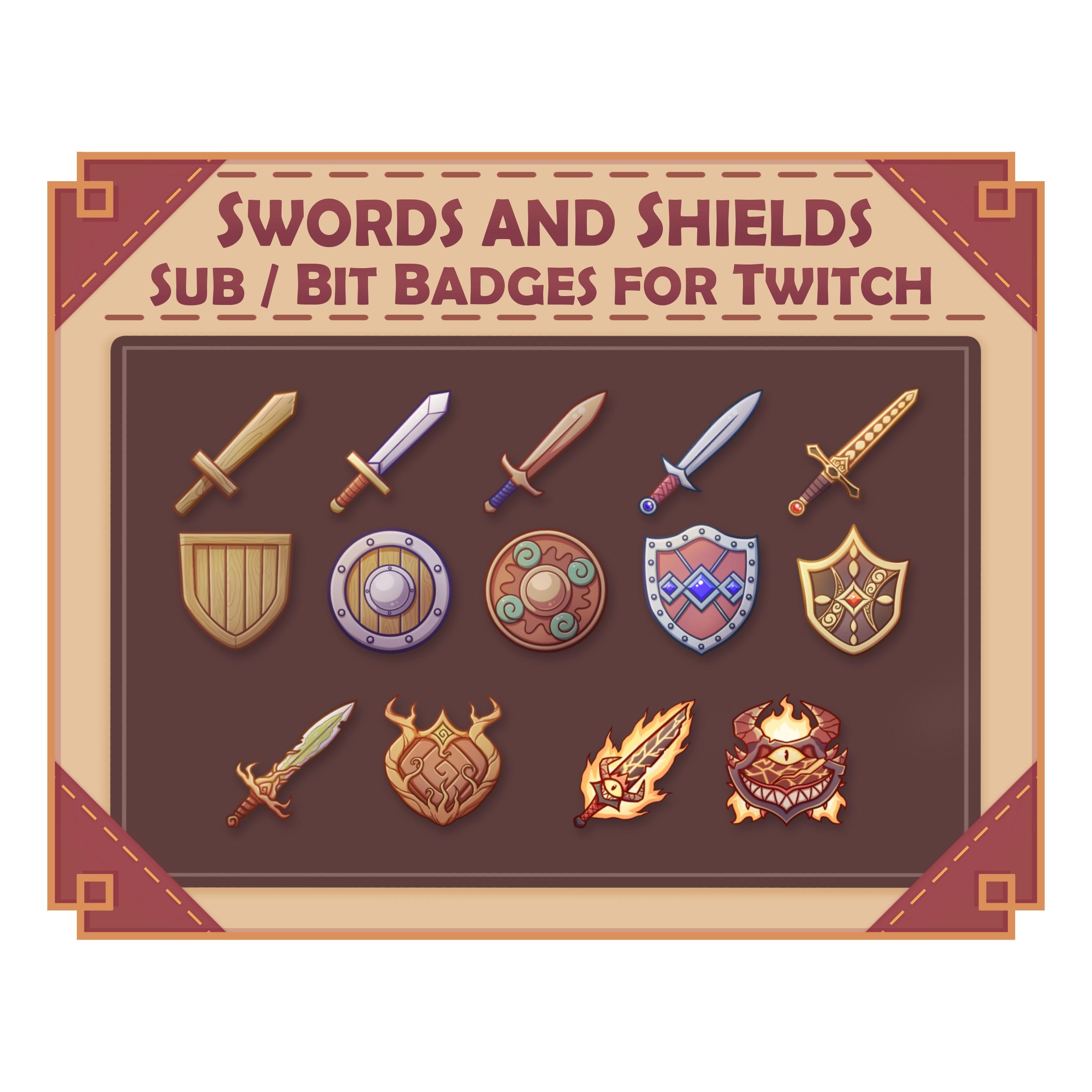 D&D Inspired Swords and Shields Twitch Sub / Bit Badges - Dungeons and ...
