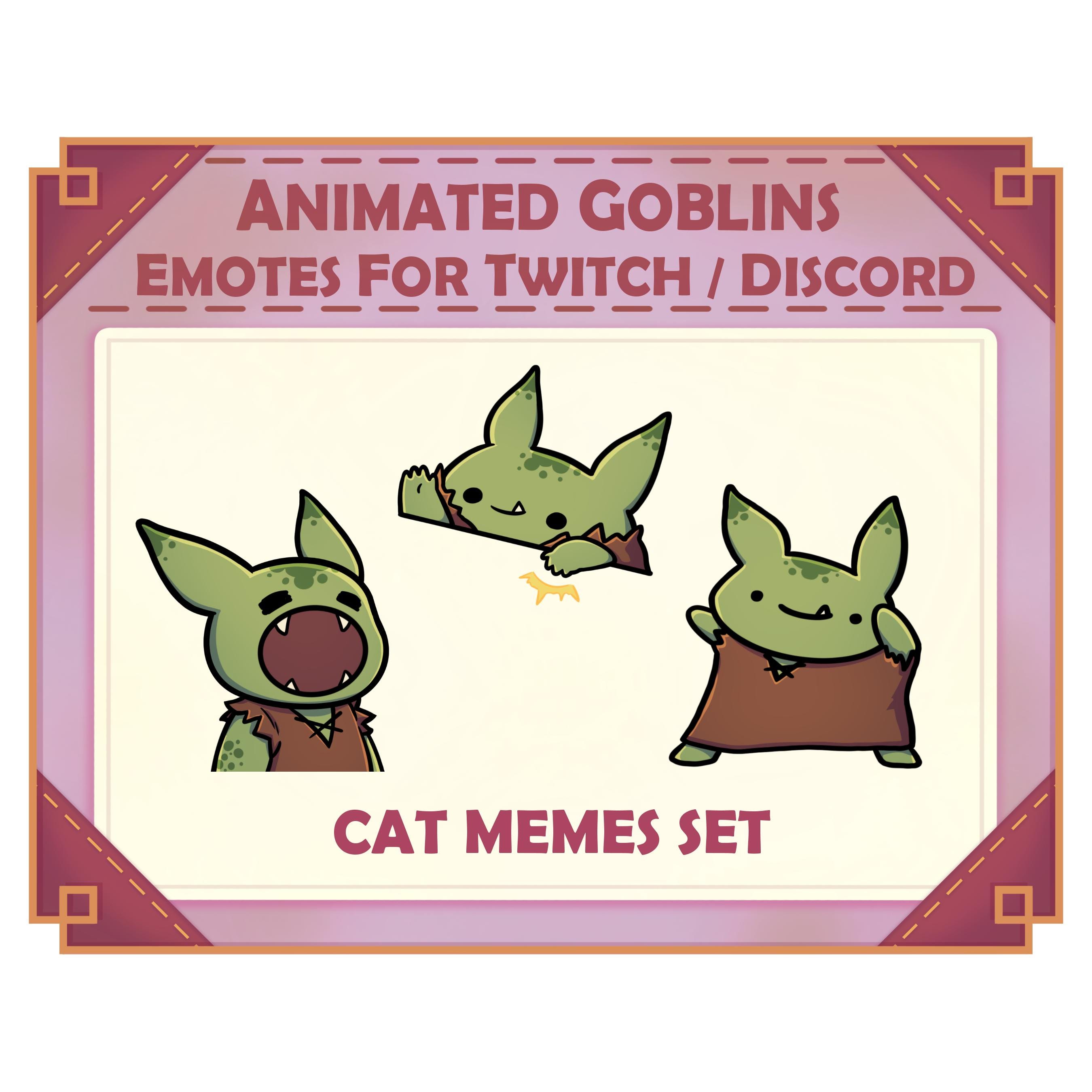 Animated Goblin Cat Meme Emotes for Twitch / Discord - 3 Emote Set ...