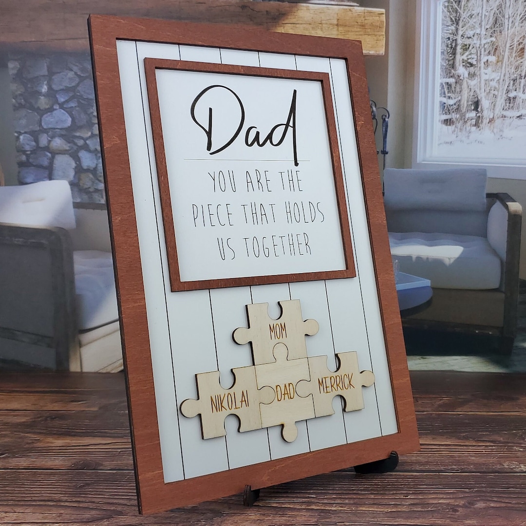 Personalized Father's Day Puzzle Sign: Engraved Birch Wood Gift - Etsy