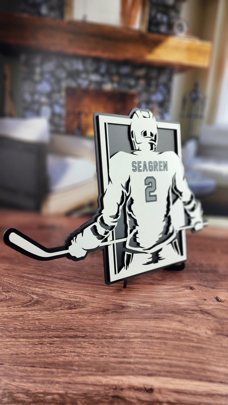 Personalized Hockey Player Sign: Handcrafted Laser Cut Wood - Etsy