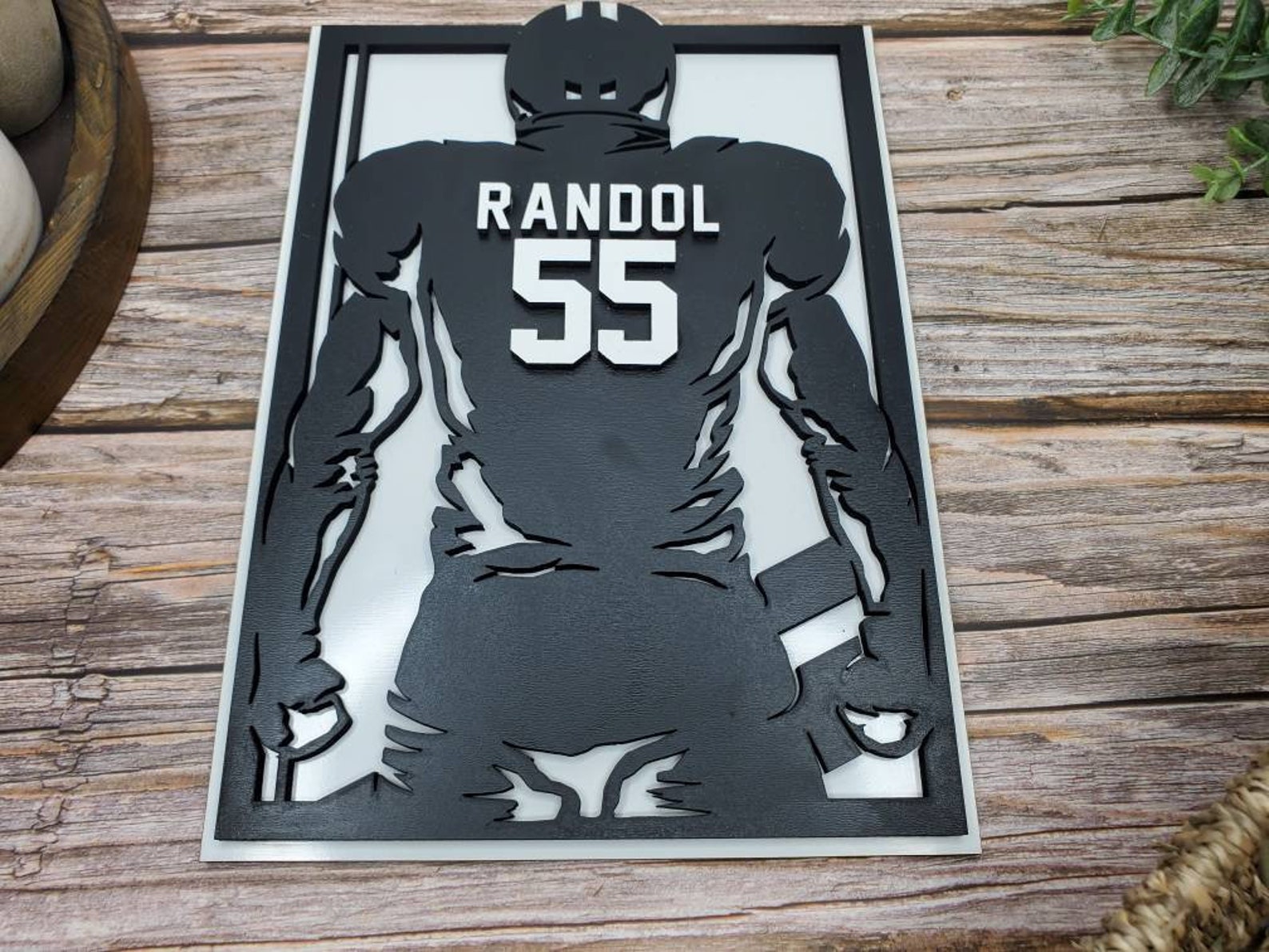 Personalized Football Player Wood Sign - Etsy