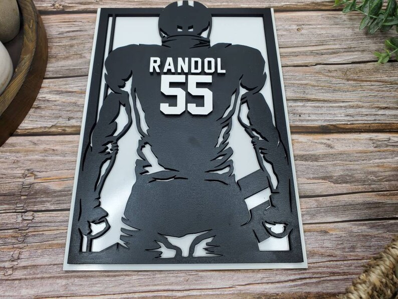 Personalized Football Player Wood Sign - Etsy