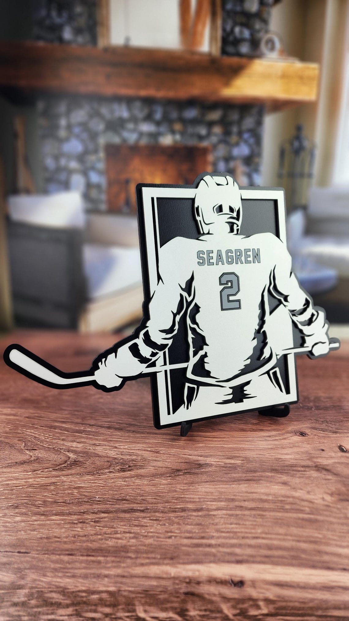 Personalized Hockey Player Sign: Handcrafted Laser Cut Wood - Etsy