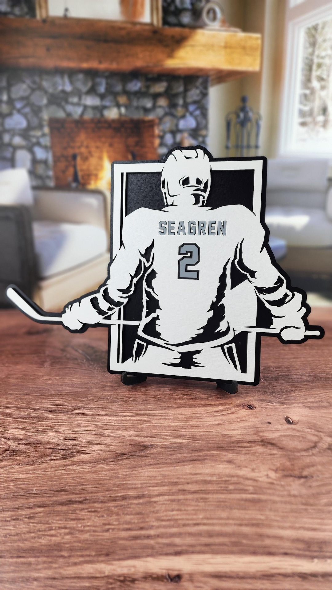 Personalized Hockey Player Sign: Handcrafted Laser Cut Wood - Etsy
