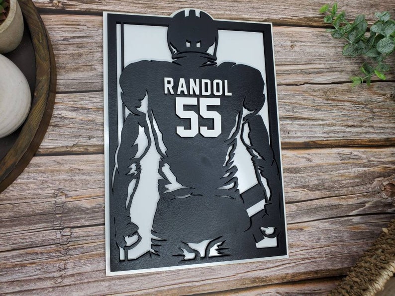 Personalized Football Player Wood Sign - Etsy