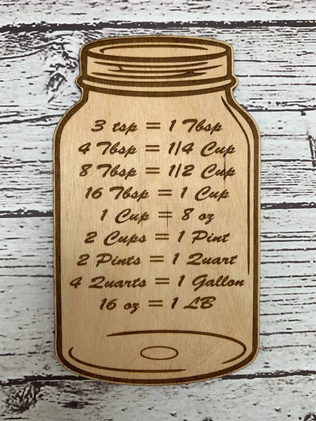 Mason Jar Conversion Chart Magnet - Etsy