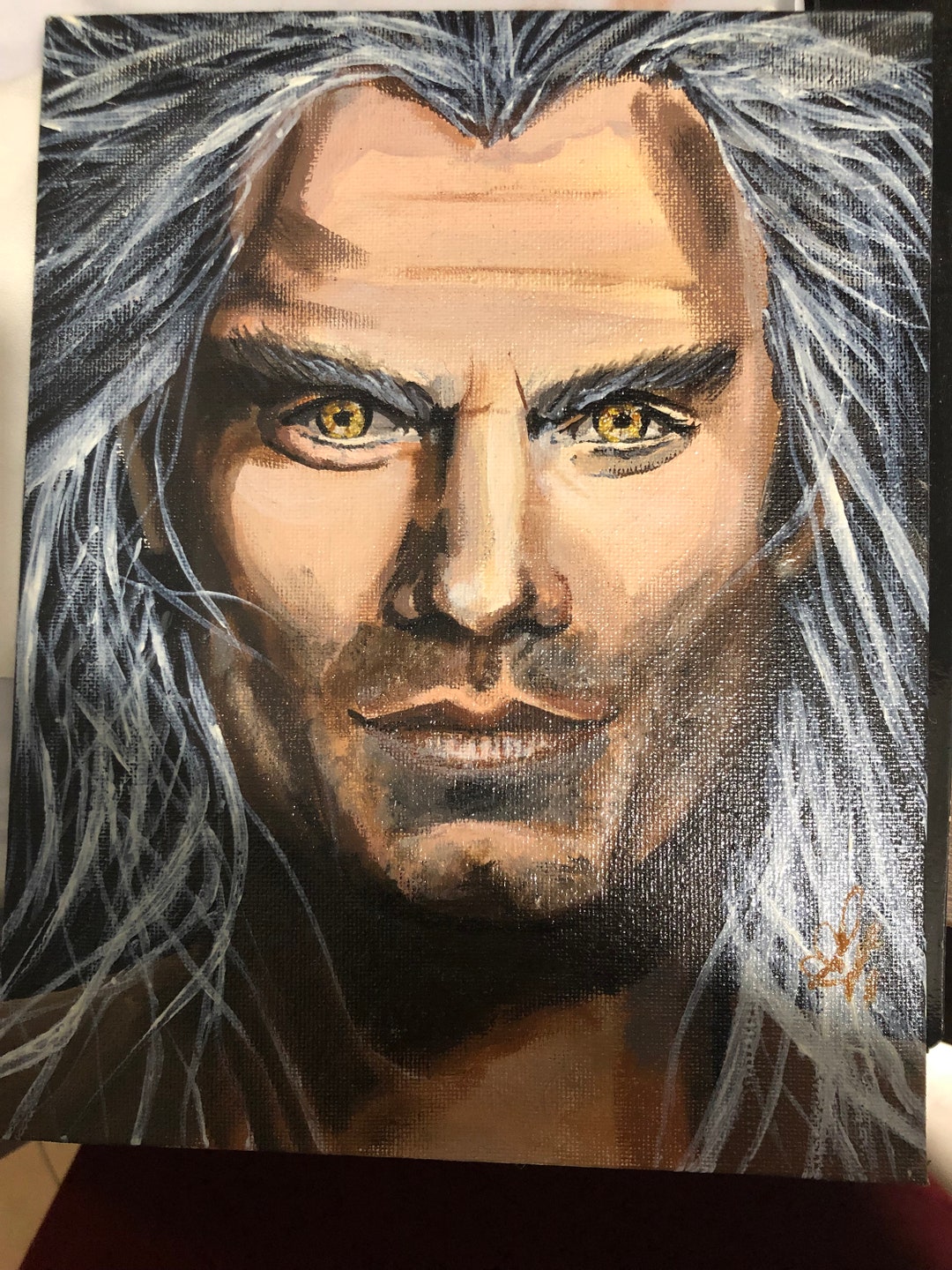 The Witcher Henry Cavill Portrait Acrylic Painting on Canvas Panel - Etsy