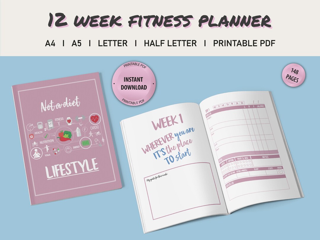 12 Week Fitness Planner, Weight Loss Journal, Weight Loss Planner, Food ...