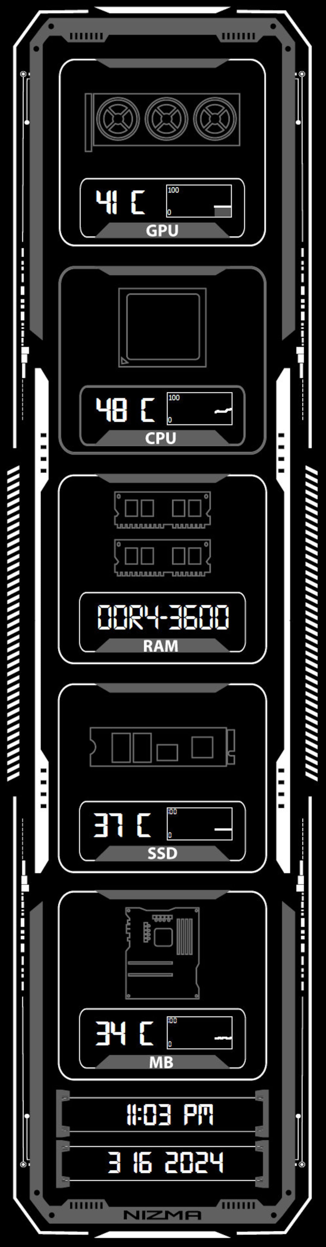 SENSOR PANEL TEMPLATE 515 X 1920 (12.6" Displays) *for Uses With Aida64 ...
