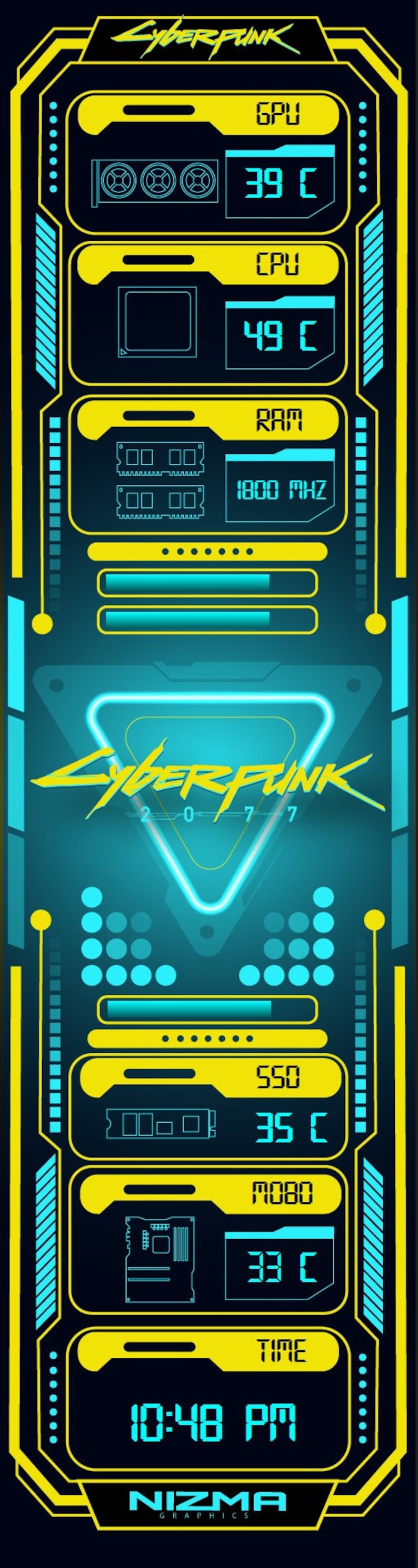 SENSOR PANEL Cyber Yellow Skin/template 515 X 1920 (12.6" Displays ...