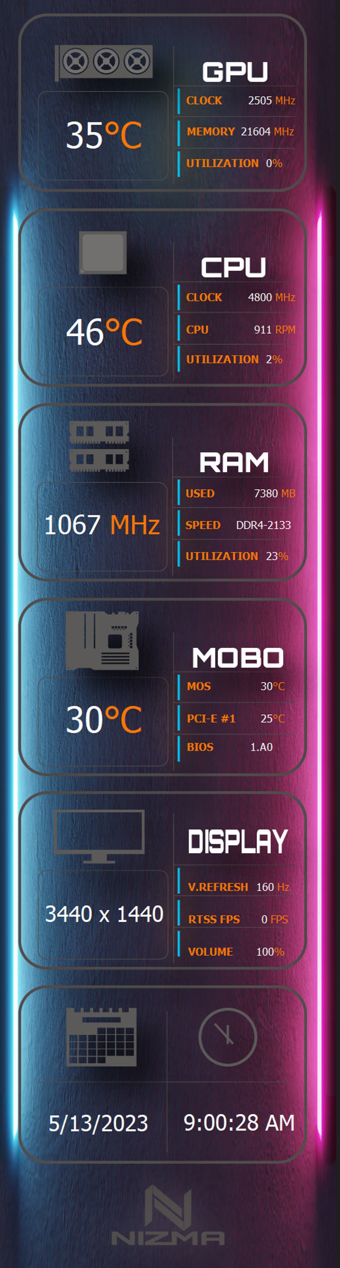 SENSOR PANEL TEMPLATE 515 X 1920 (12.6" Displays) *for Uses With Aida64 ...