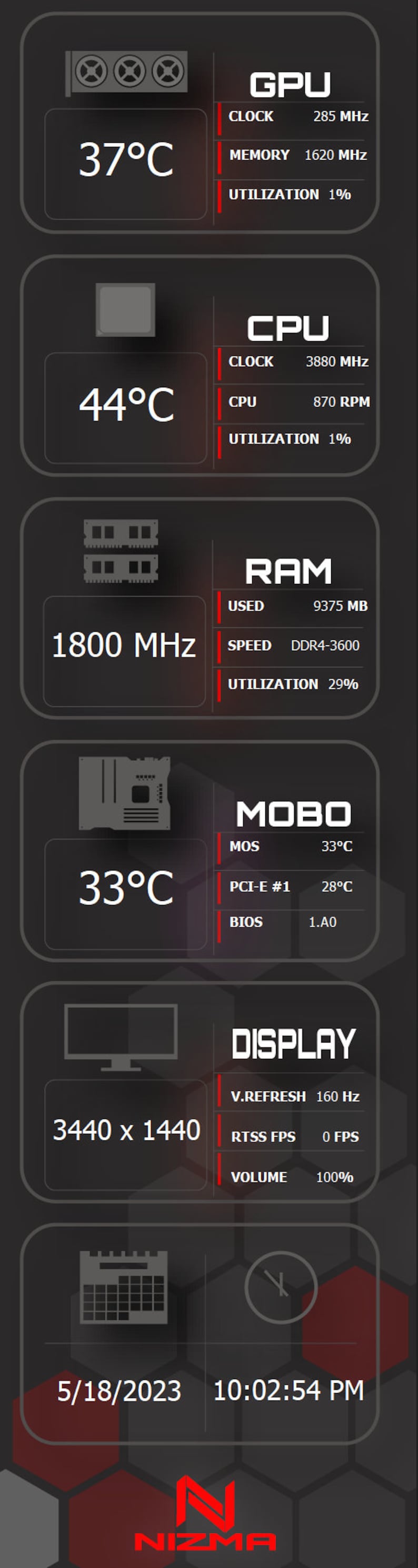 SENSOR PANEL TEMPLATE 515 X 1920 (12.6" Displays) *for Uses With Aida64 ...