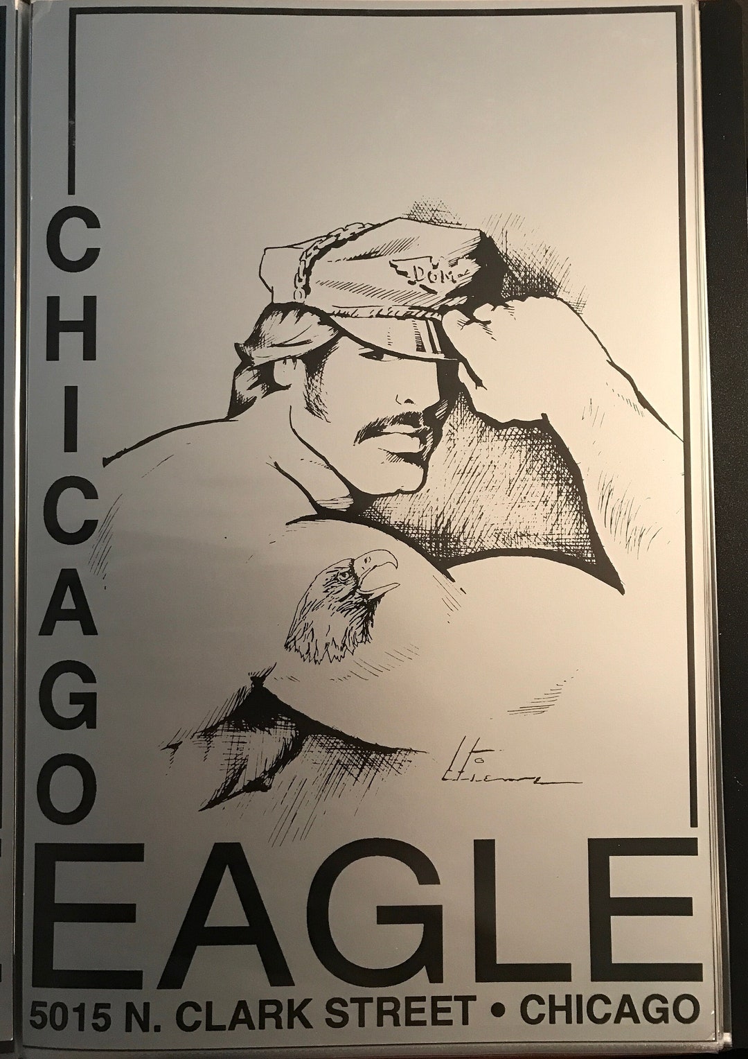 Póster de bar de cuero gay original de CHICAGO EAGLE de Etienne, década de 1970 y 1980 - Etsy España