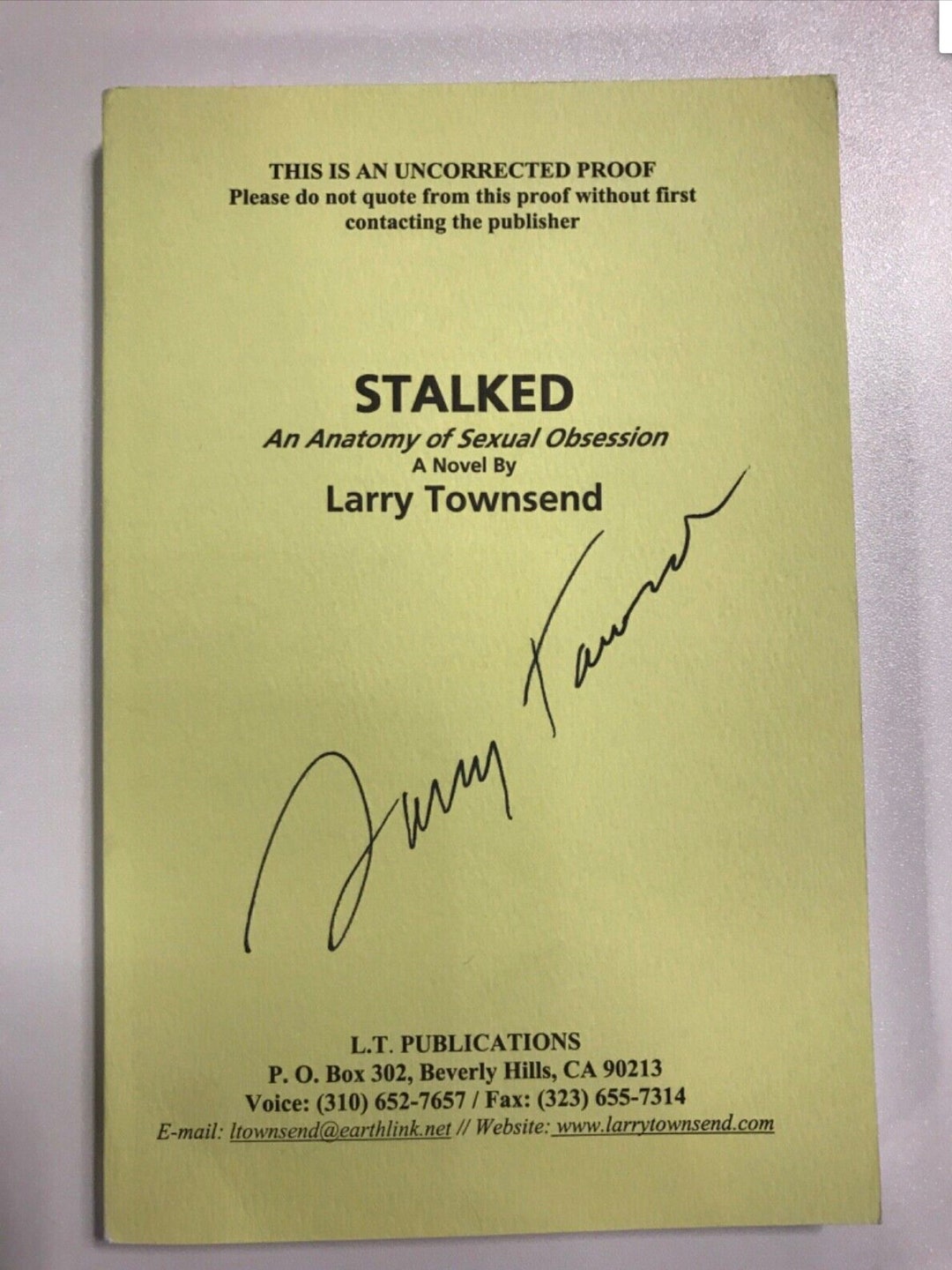 Stalked, an Anatomy of Sexual Obsession, Signed Larry Townsend 1999 1st ...