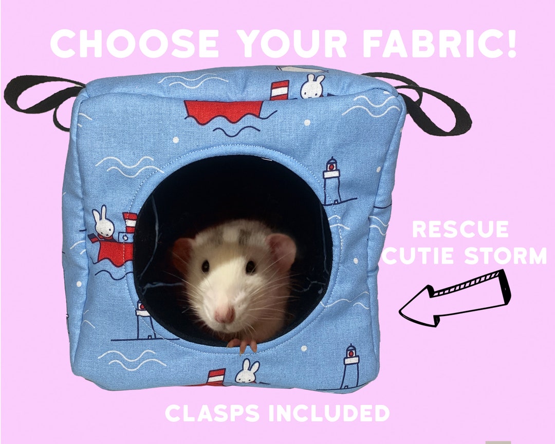 Rat Cube Hammock With Metal Clasps Soft Fleece - Homemade Personalised ...