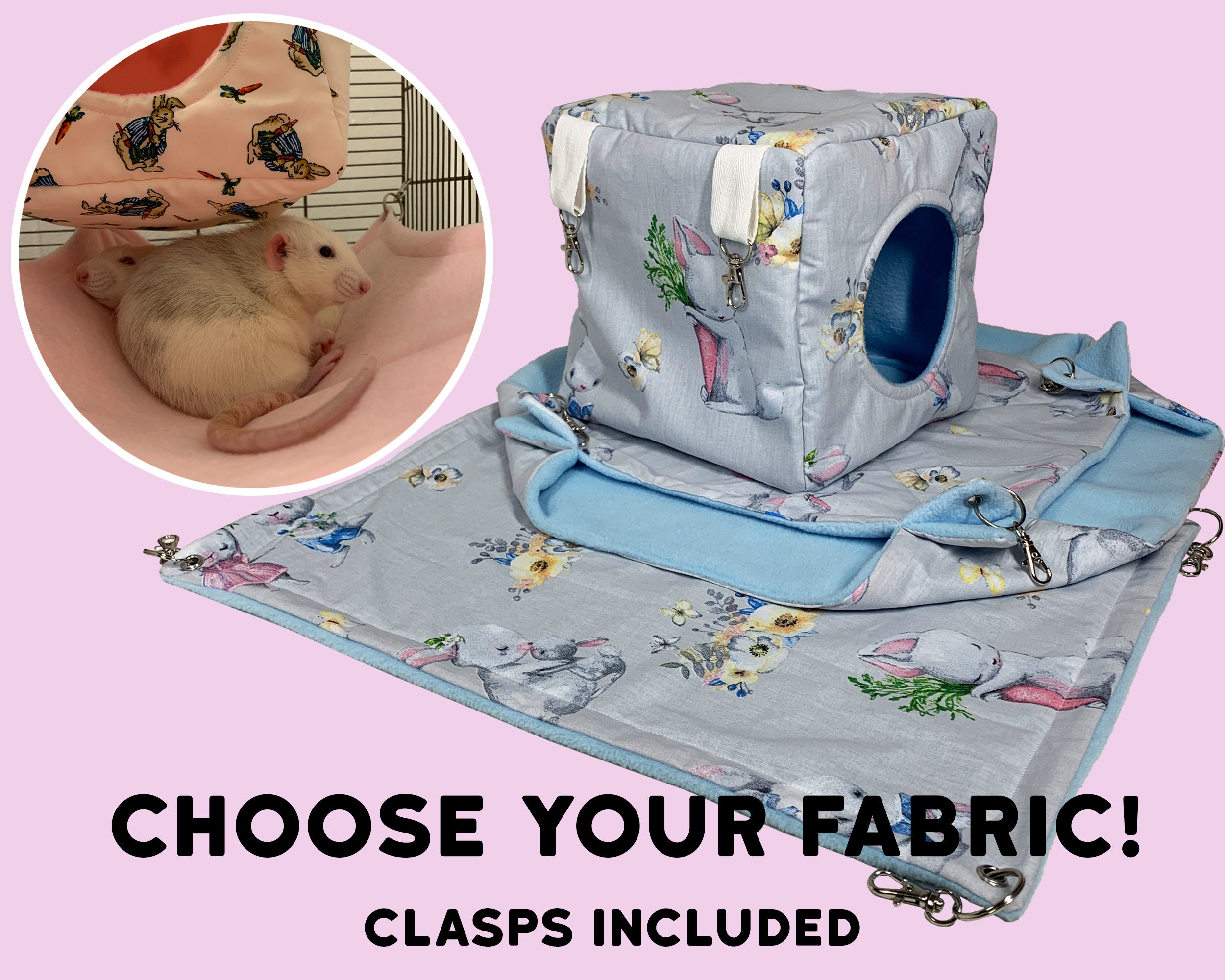 Rat Hammock Frog Cube With Metal Hooks Included Soft Fleece | Etsy