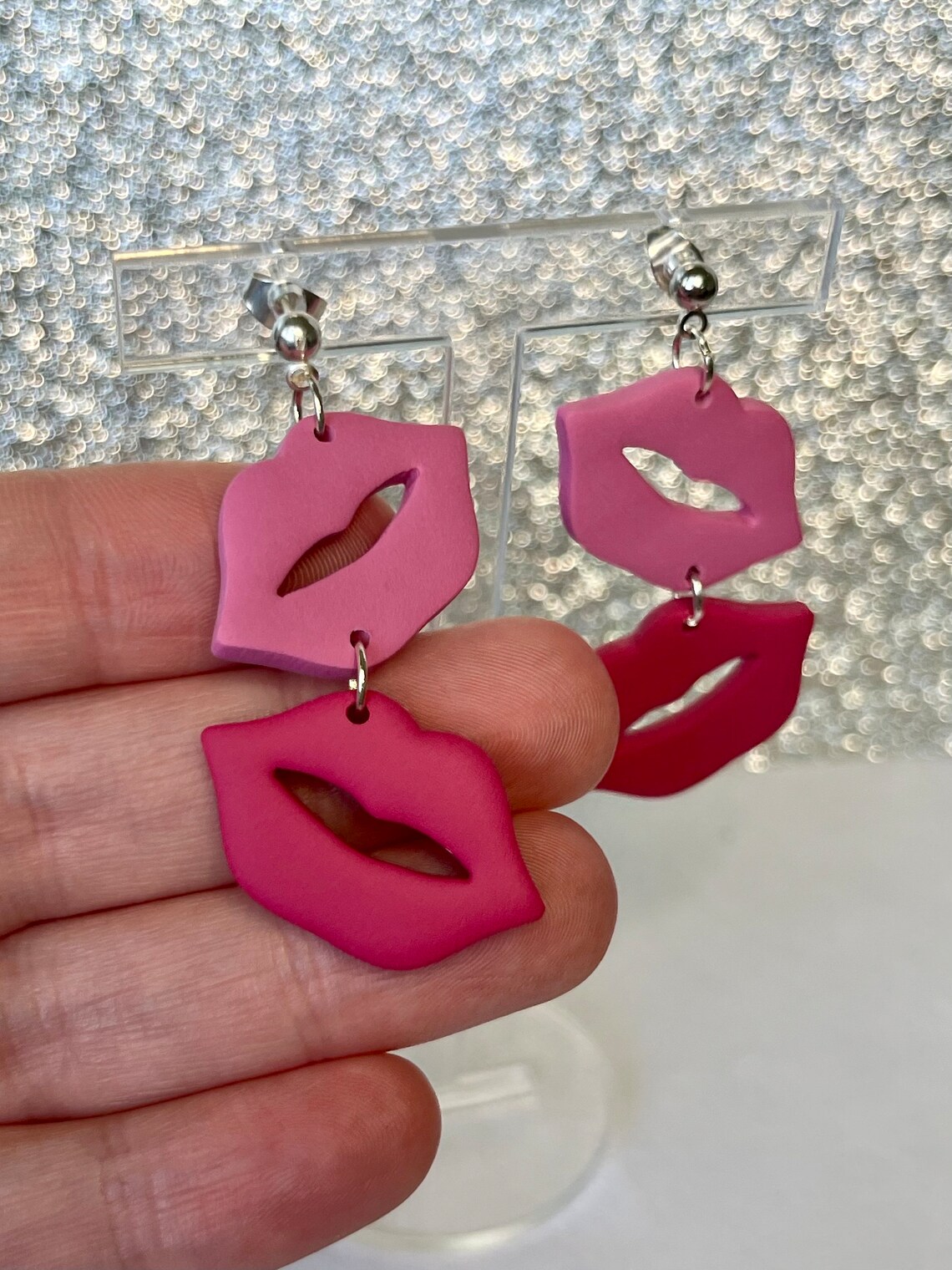 Bachelorette Kiss Earrings, Pink Lips Earrings - Etsy