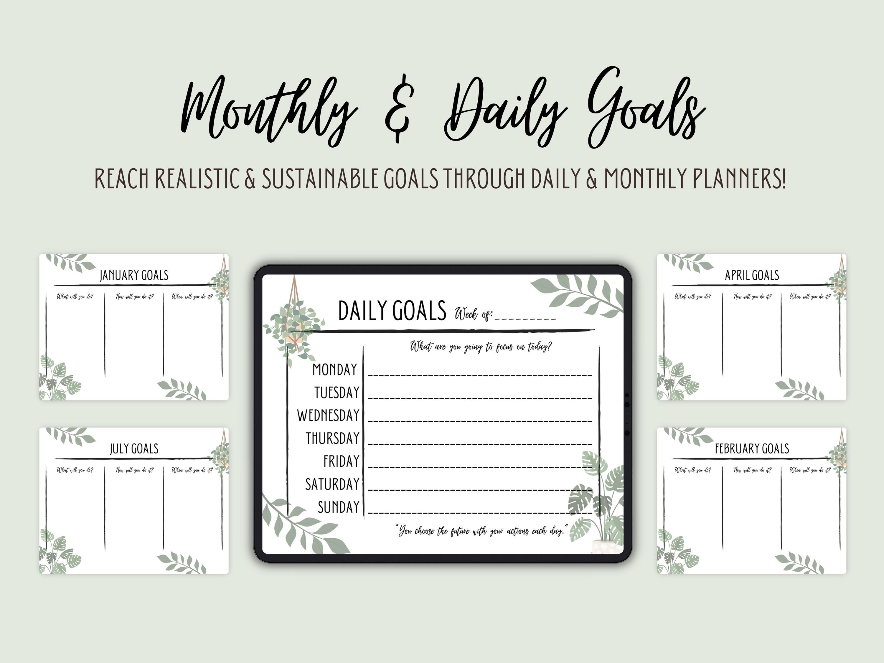 Botanical Wellness Printables, Health Printables, Goal Setting Planner ...