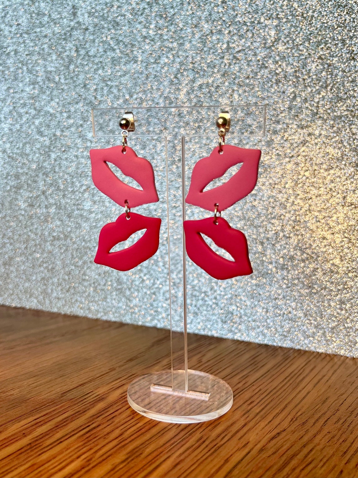 Bachelorette Kiss Earrings, Pink Lips Earrings - Etsy