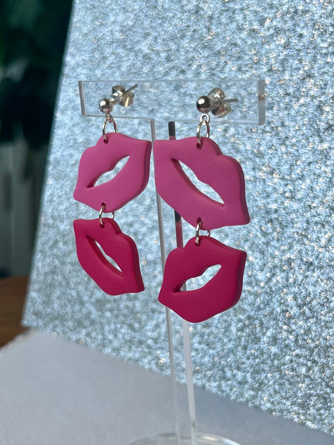 Bachelorette Kiss Earrings, Pink Lips Earrings - Etsy