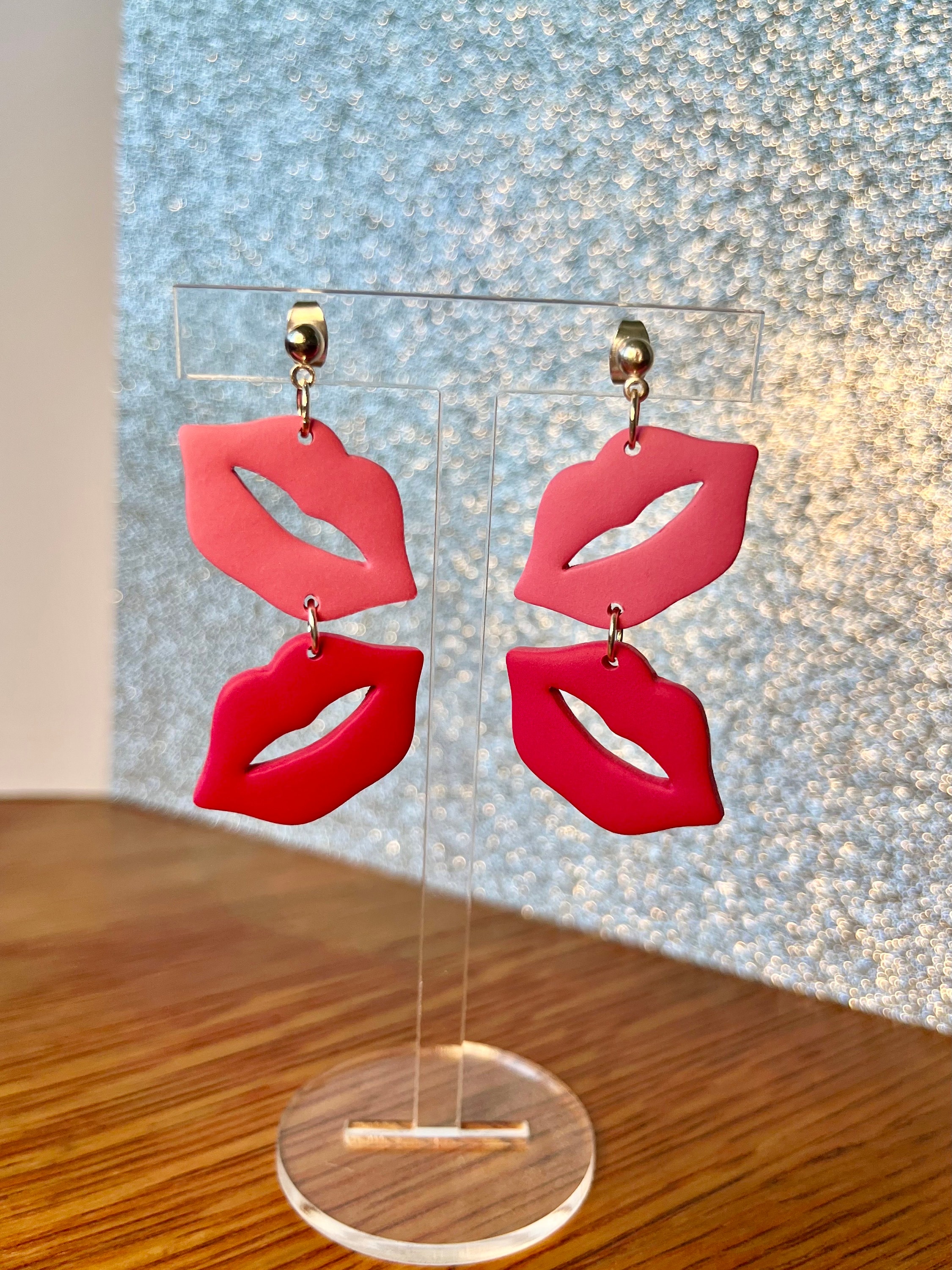 Bachelorette Kiss Earrings, Pink Lips Earrings - Etsy